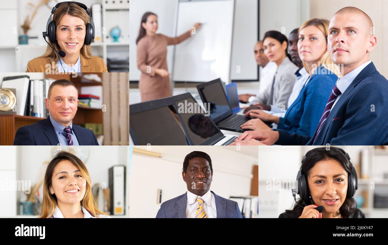 Screen of online meeting of business people Stock Photo - Alamy