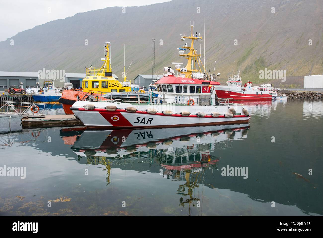 Isafjordur, Iceland - July 6. 2021: Search and rescue vessel Gisli Jons ...