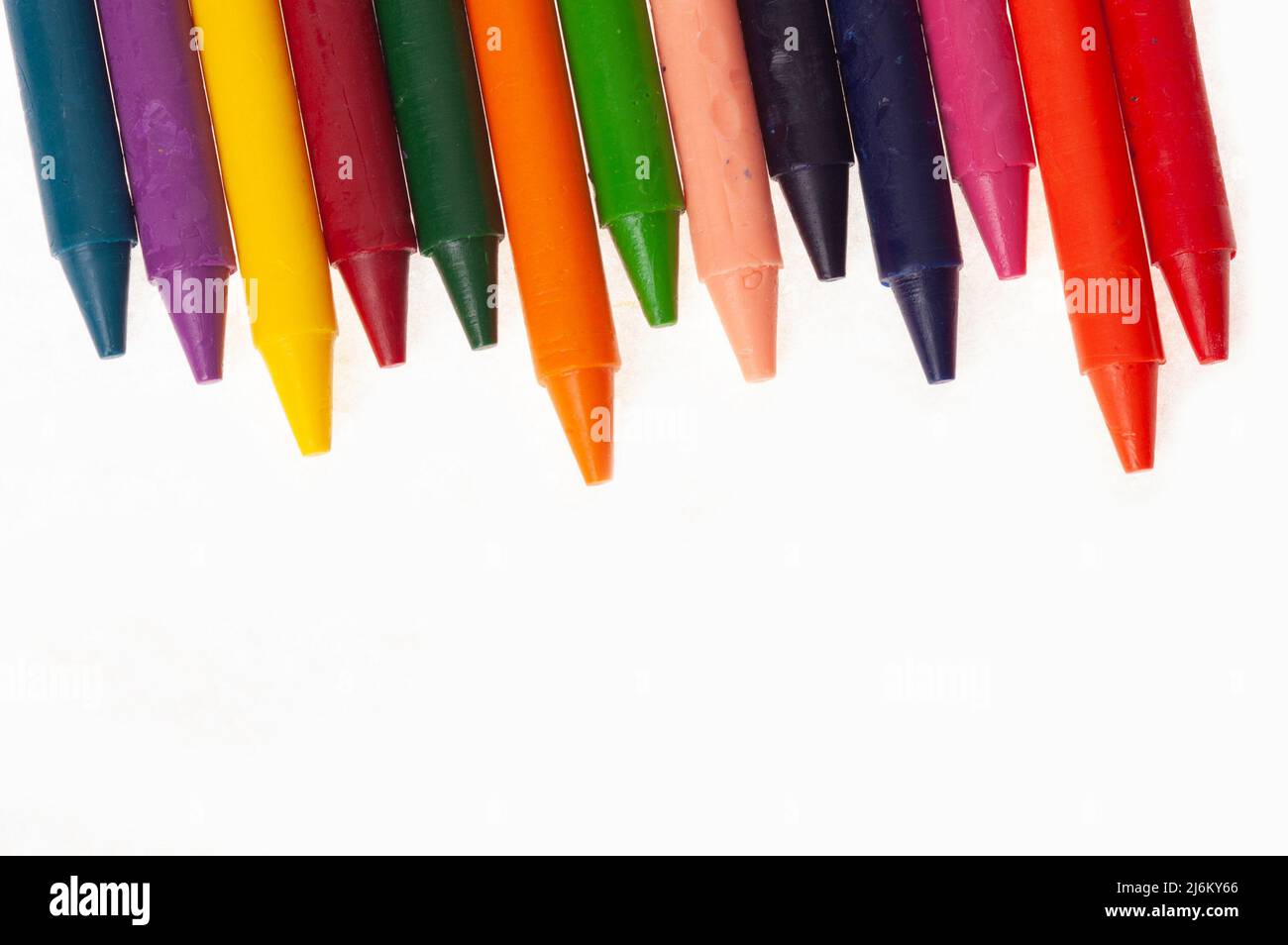 Multi colored crayons, unwrapped, no wrappers, isolated on white with ...