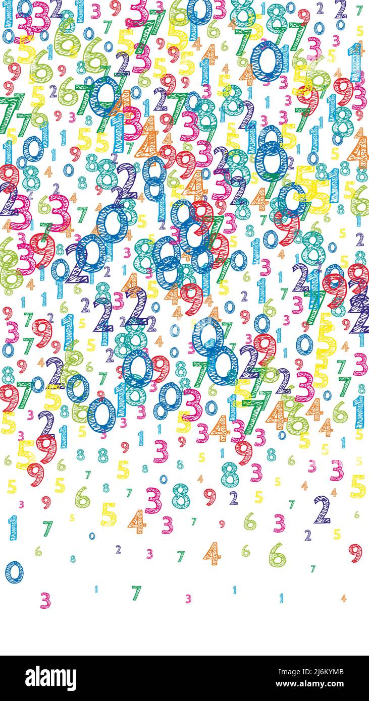 Falling colorful orderly numbers. Math study concept with flying digits ...