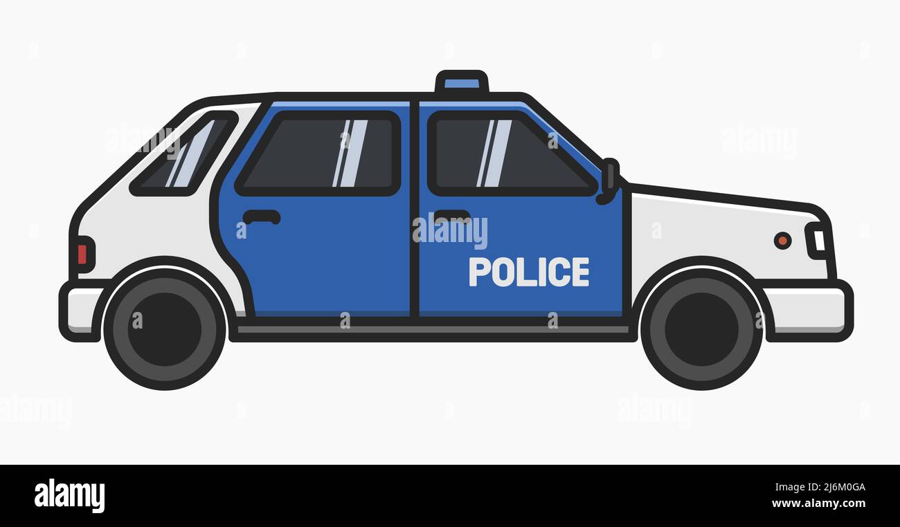 police car side view cartoon design isolated vector flat illustration ...