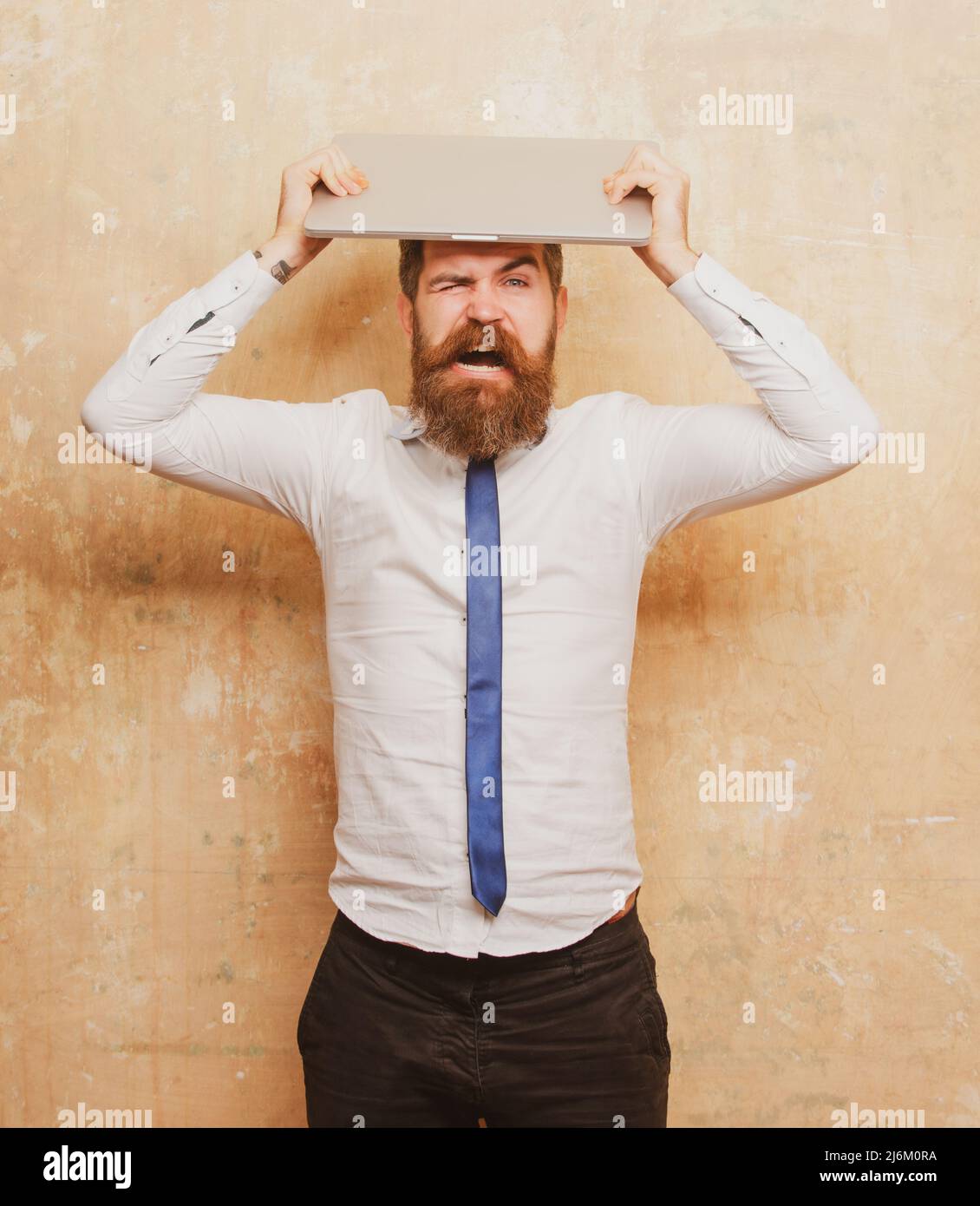 Business people, excited emotions. Scared shocked with surprised face ...