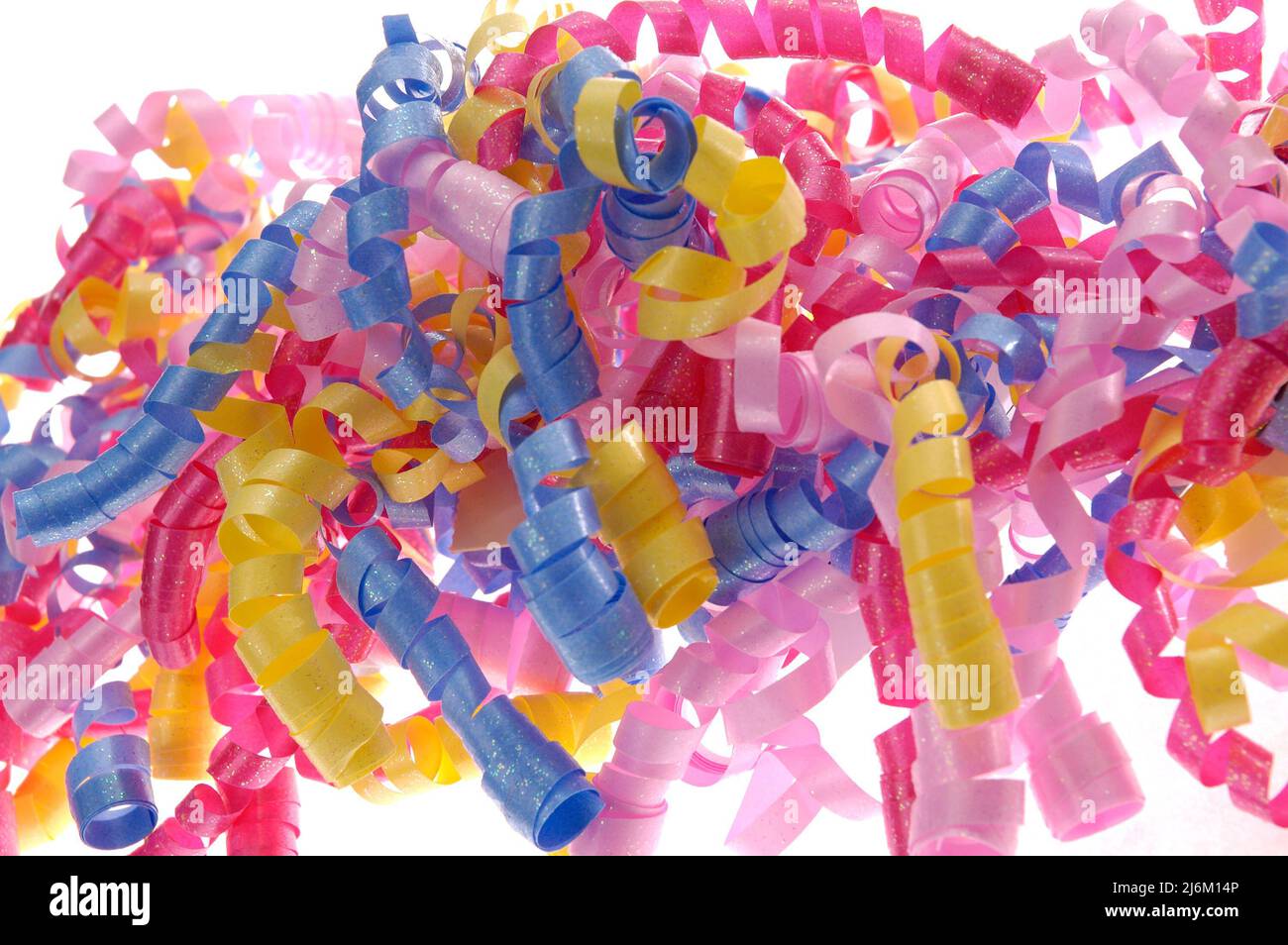 Colorful curled ribbon, as for gift packaging, crafting or celebration ...