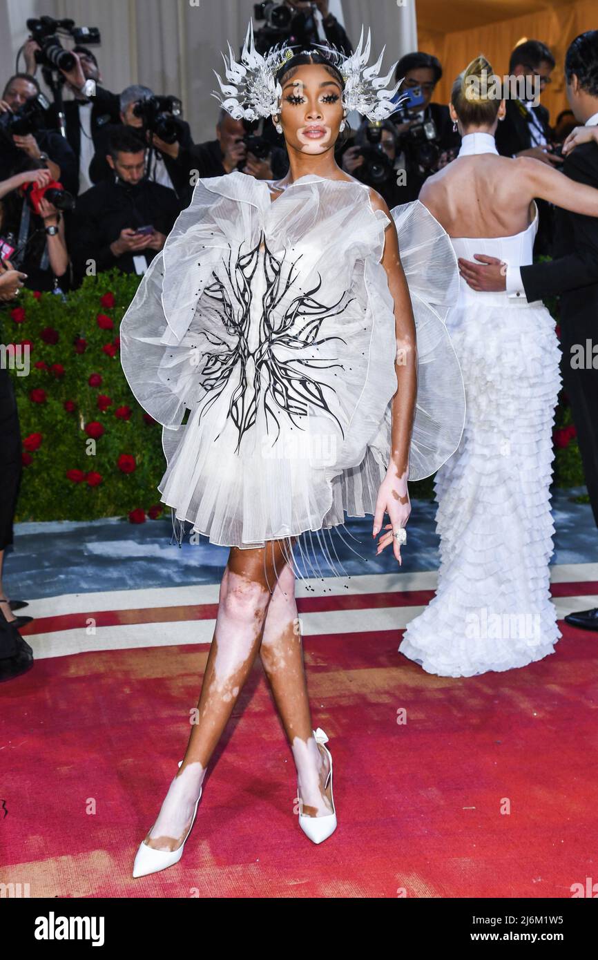 New York, USA. 2nd May, 2022. Winnie Harlow wearing Iris Van Herpen while walking on the red ...