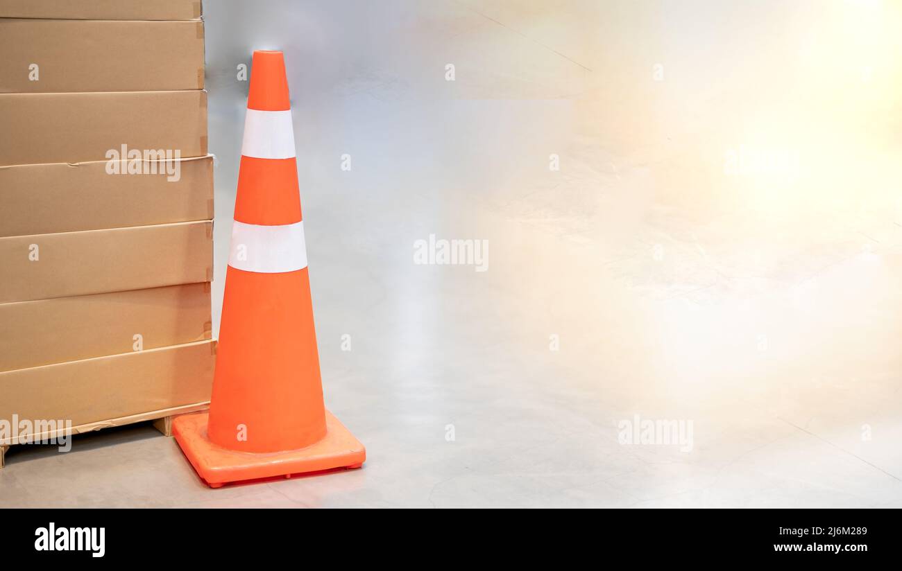 The red road funnel was put on the corner of the box to alert the to ...