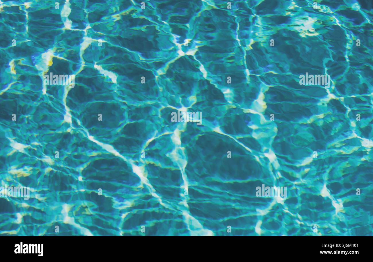 Abstract ripple wave and clear turquoise water surface in swimming pool ...