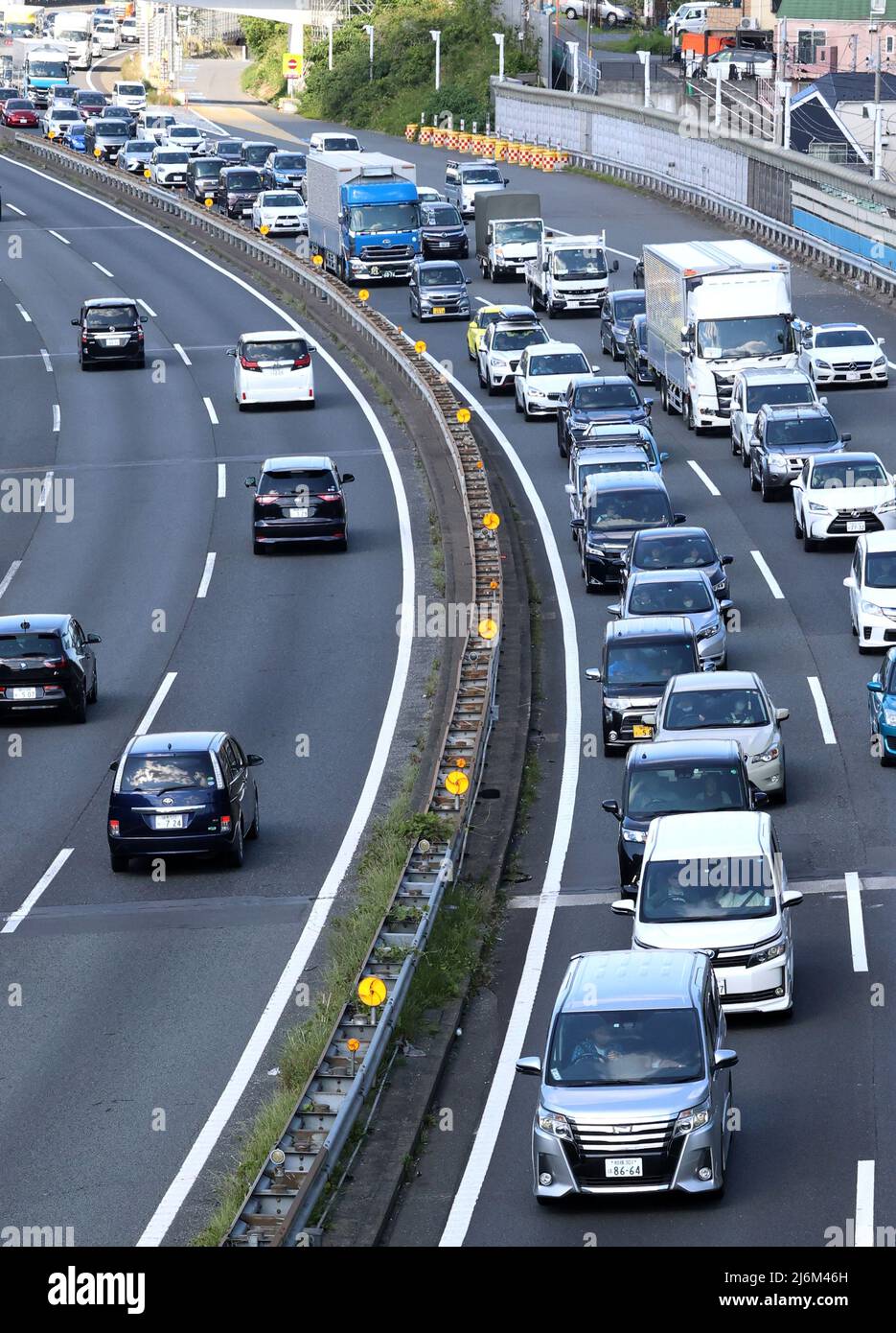 May 3, 2022, Tokyo, Japan - Motorists are caught in a traffic jam along ...