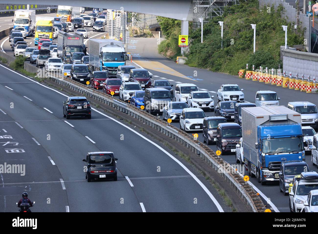 May 3, 2022, Tokyo, Japan - Motorists are caught in a traffic jam along ...
