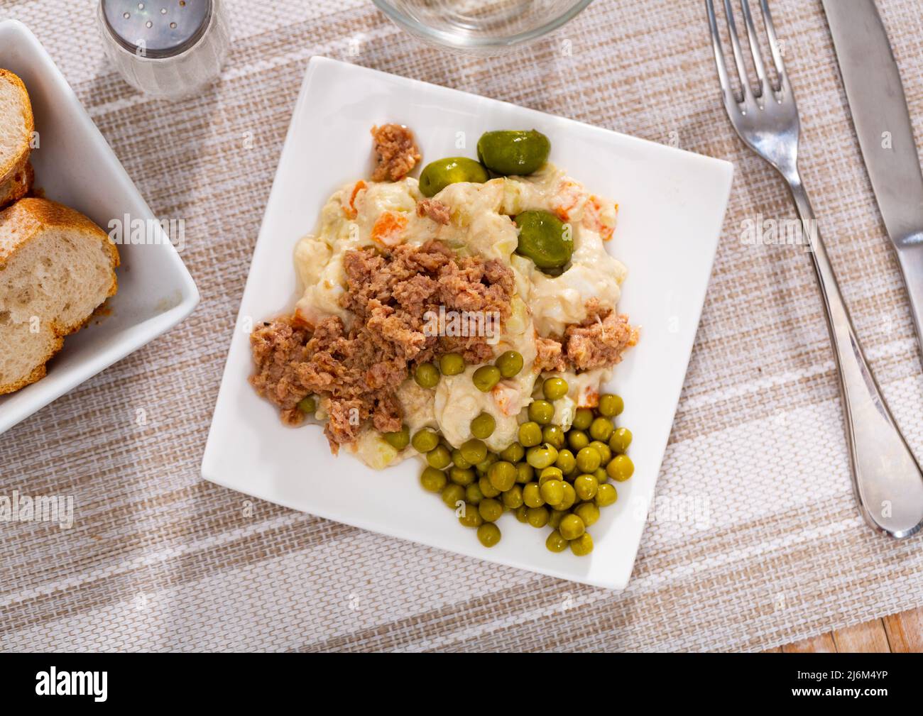 Spanish salad called Ensalada rusa Stock Photo - Alamy