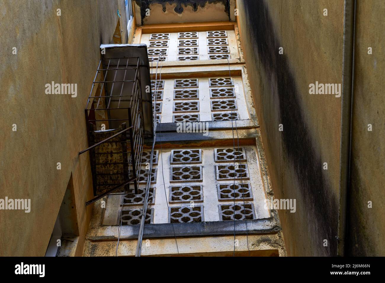 Close-up of patio of old residential building Stock Photo - Alamy