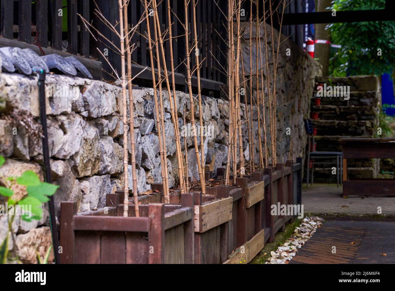 Close-up of the set of a traditional Chinese farmhouse garden Stock ...