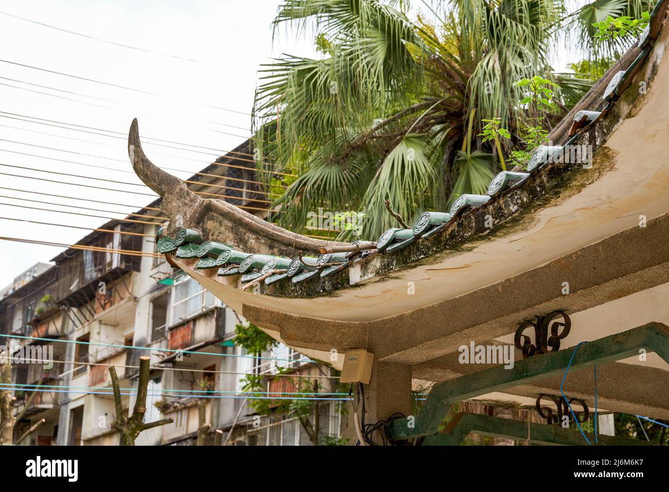Traditional stilted pavilion in a Chinese abandoned garden Stock Photo ...