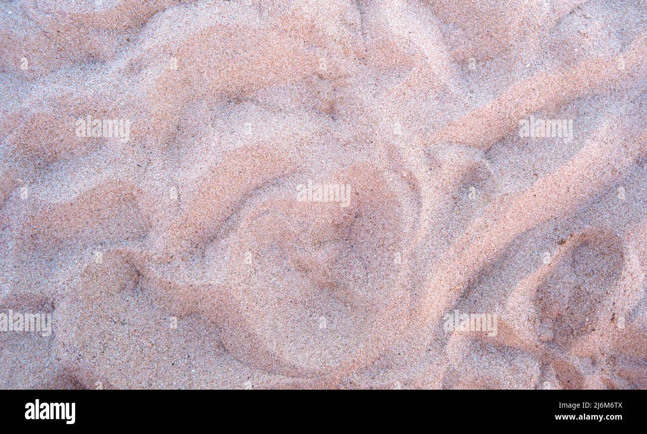 Flat view of clean yellow sand surface covering seaside beach. Sandy ...