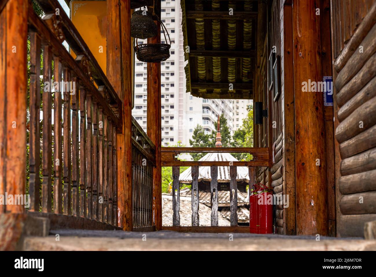 Chinese style ancient wooden building close-up Stock Photo - Alamy