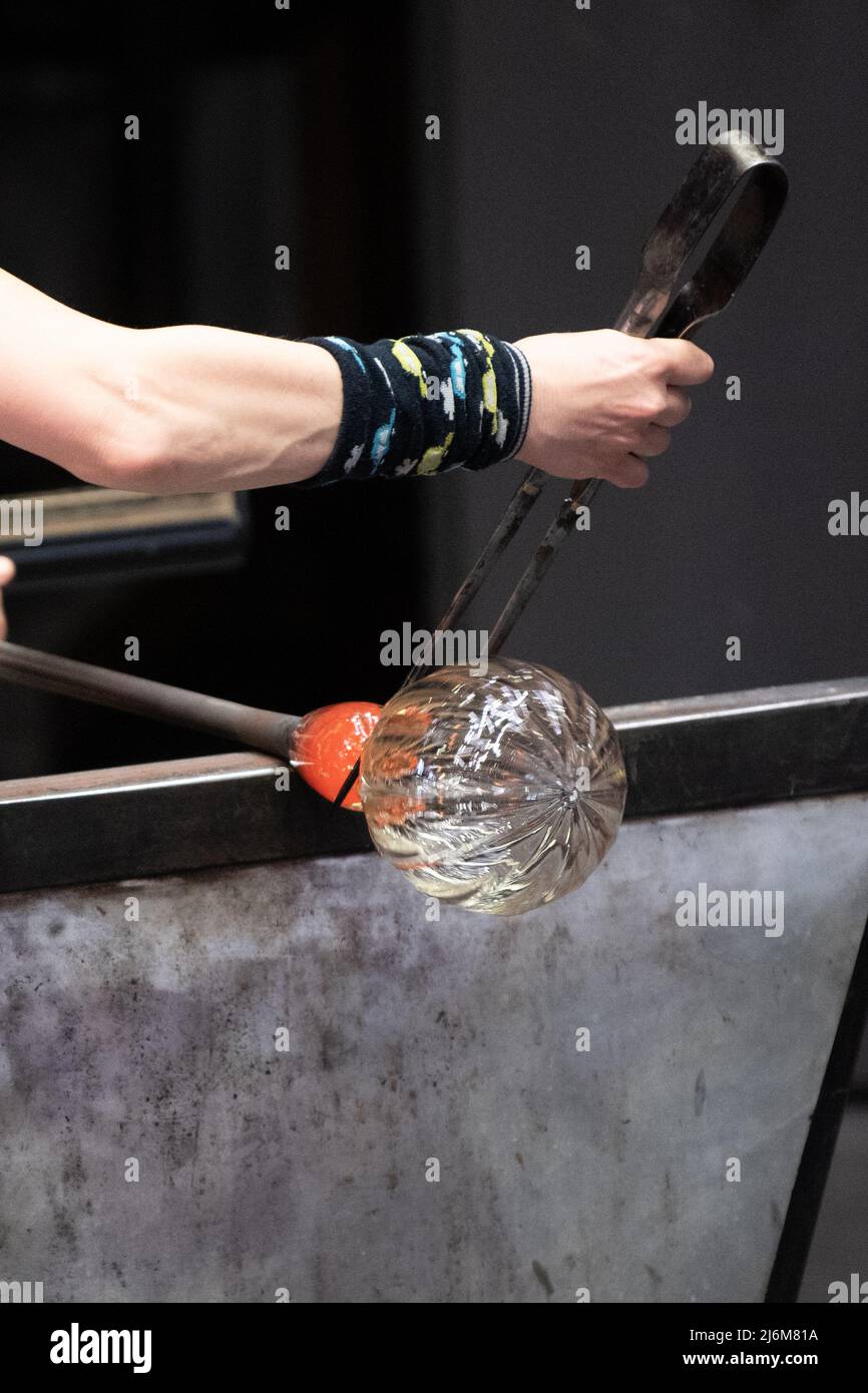 Glass blowing / glass art at the Corning Museum of Glass Stock Photo ...