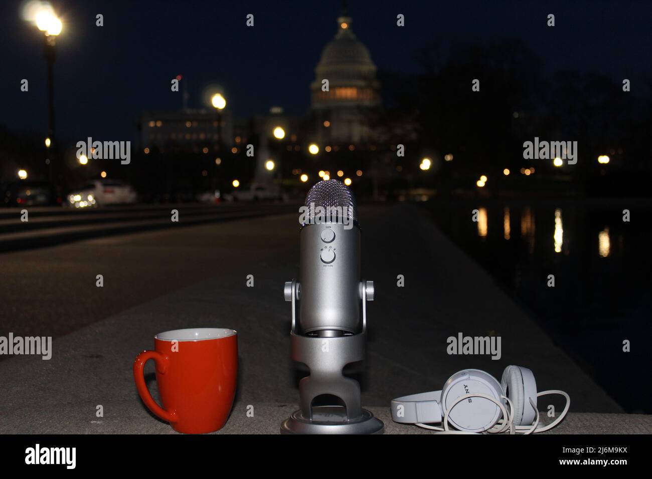 United States Capitol Night Microphone Coffee Washington DC Stock Photo ...