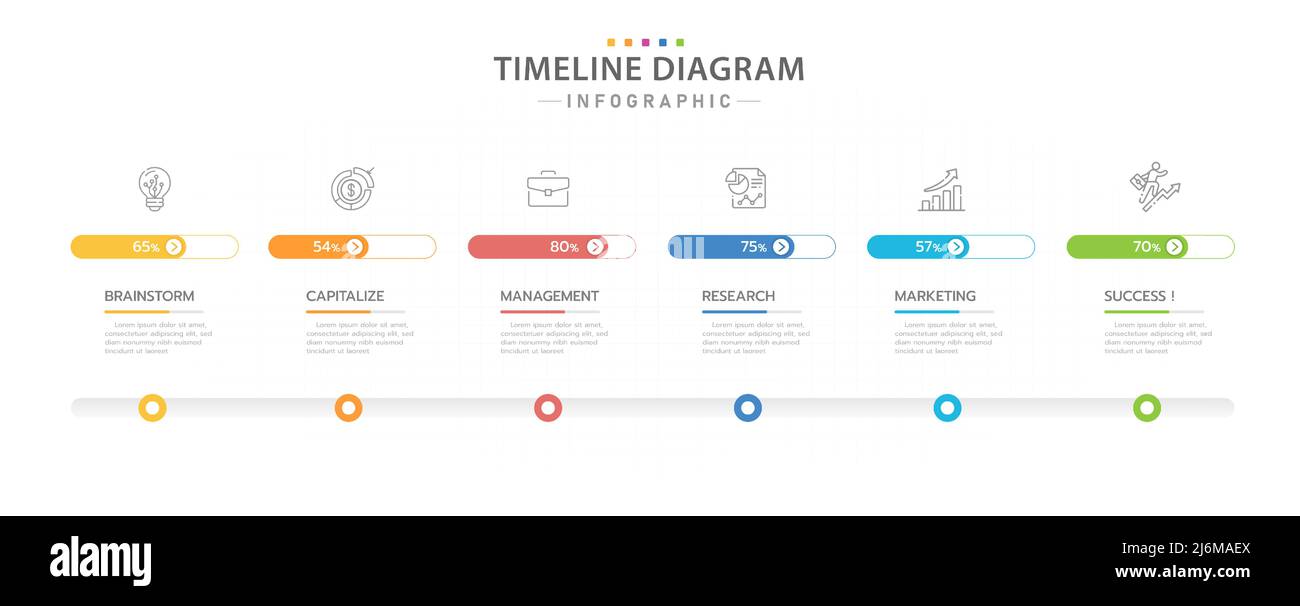 Infographic template for business. 6 Steps Modern Timeline diagram with ...