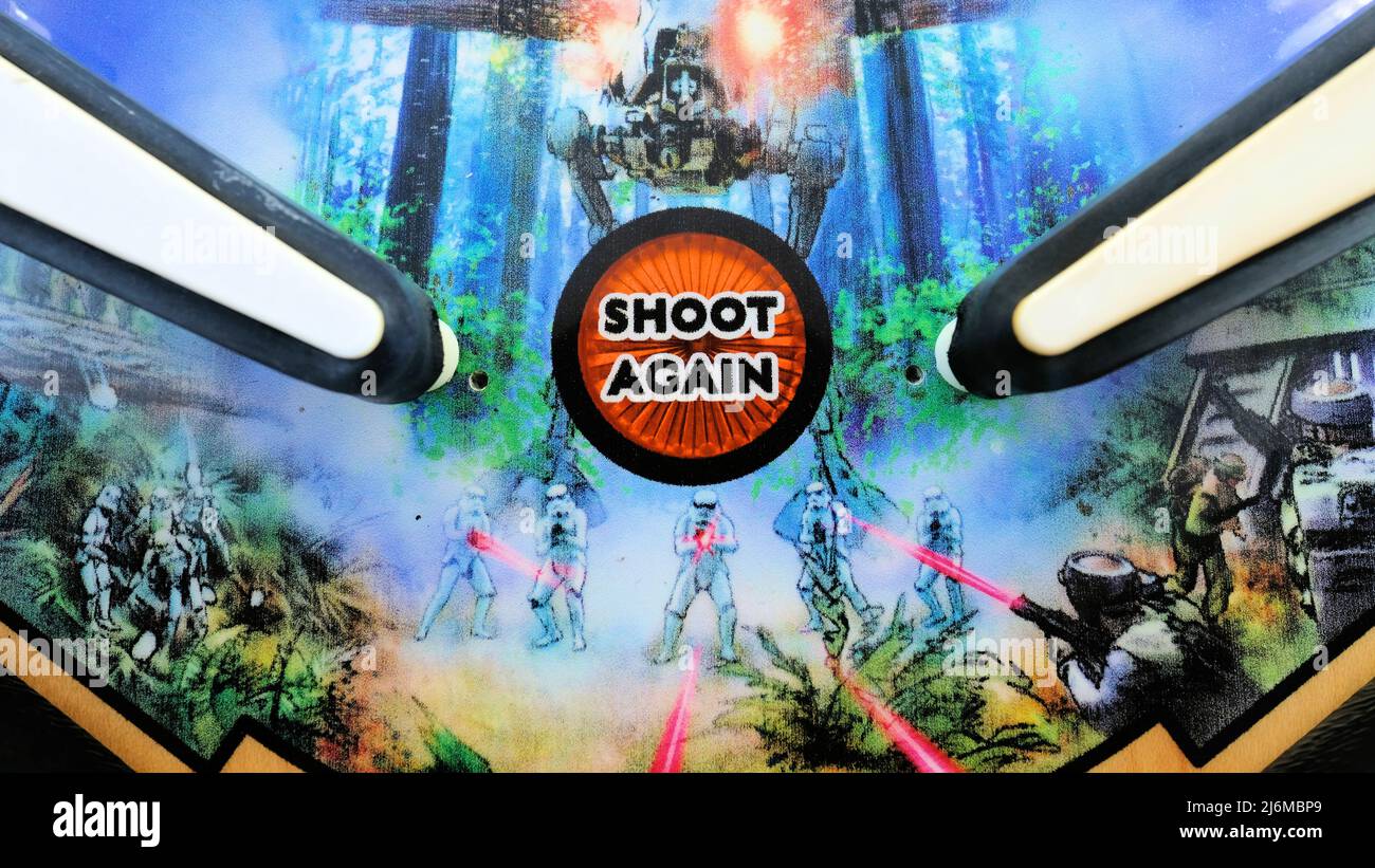 "Shoot again" between flippers near the trough or out hole on a Star ...