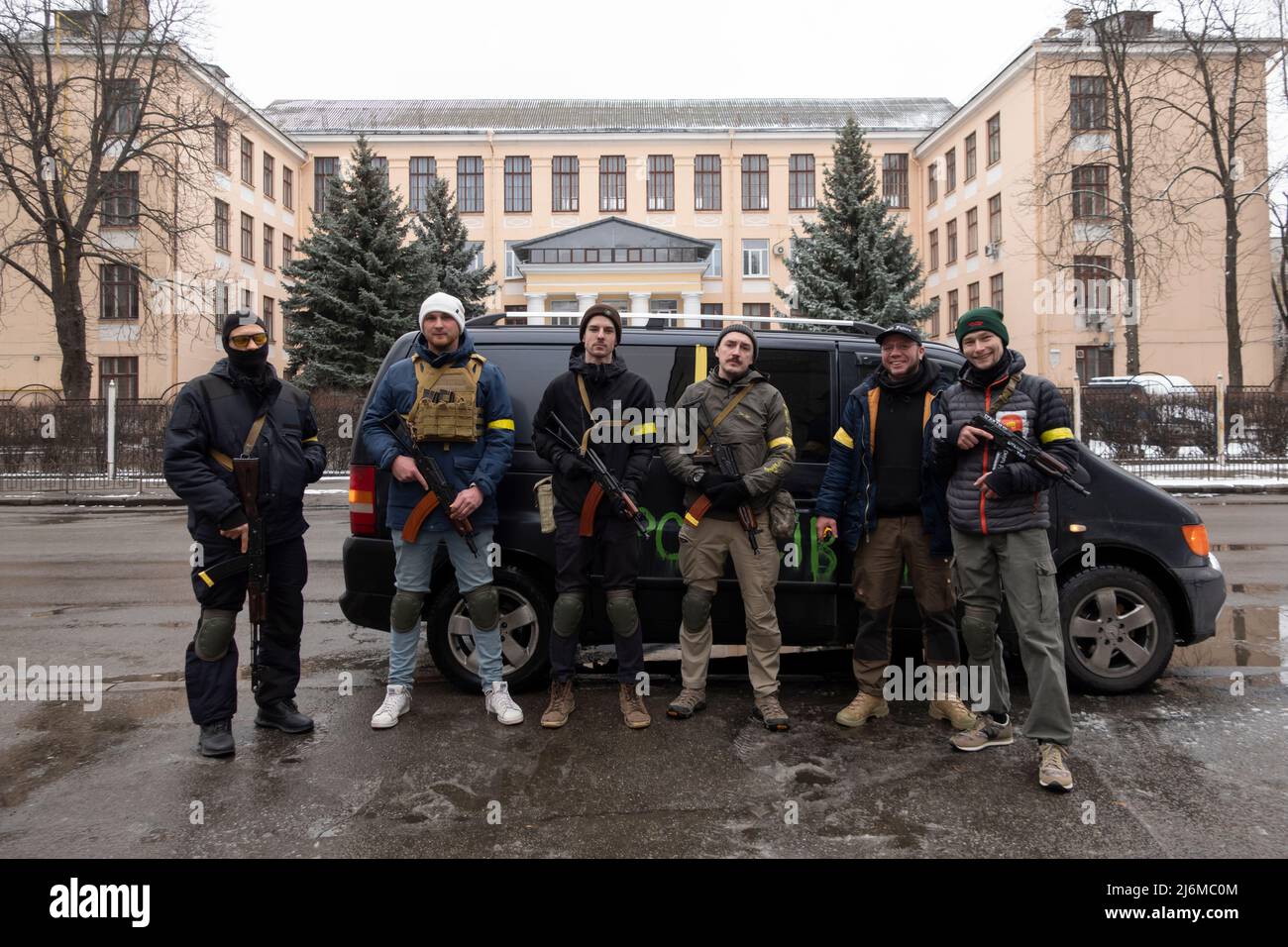 KYIV, UKRAINE 01 March. Members of the Territorial defense forces pose ...