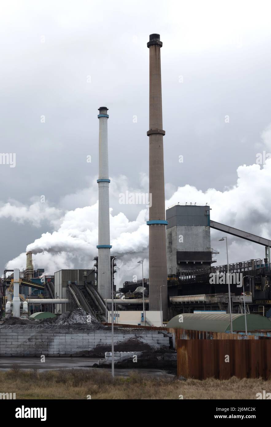 Steel factory plant with chimneys in the Netherlands Stock Photo - Alamy