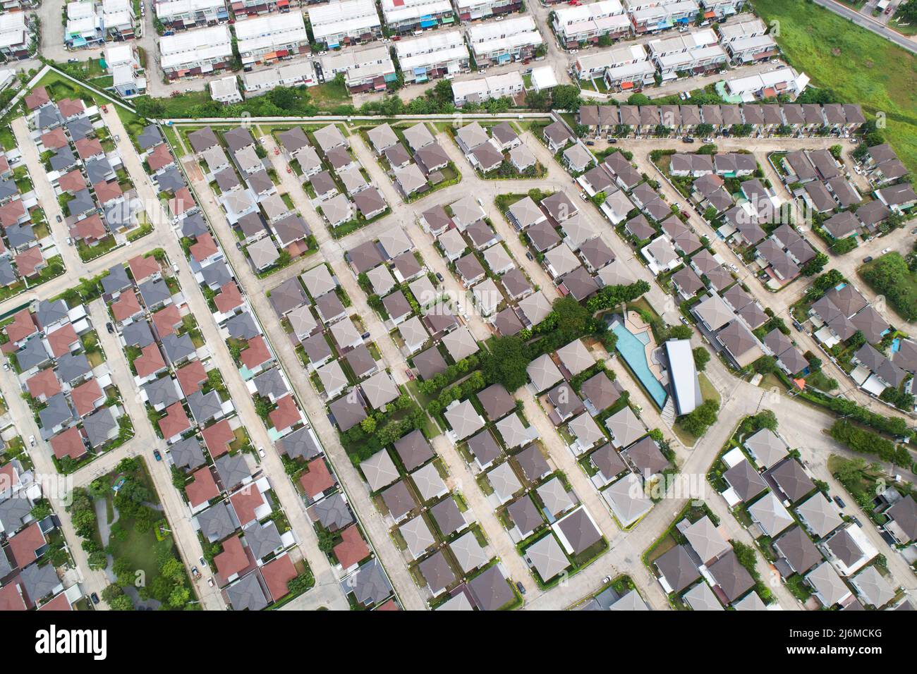 New development real estate. Aerial view of residential houses and ...