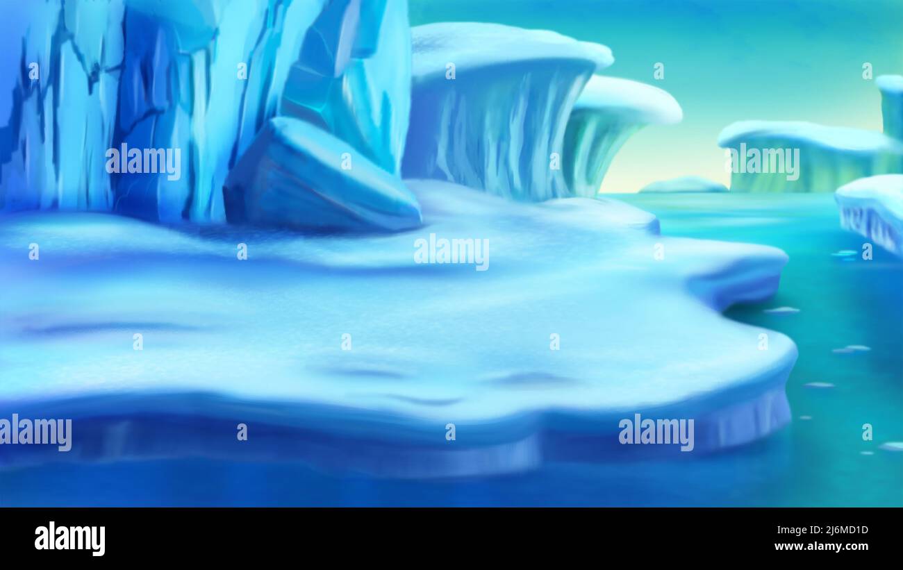 Ice ridges in the North Sea. Digital Painting Background, Illustration ...