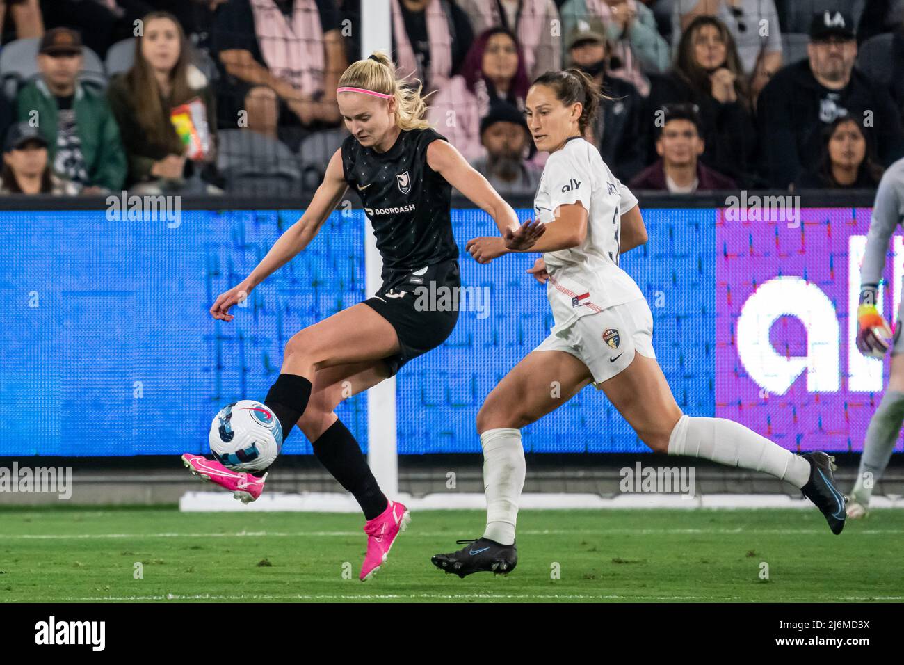 Angel City FC forward Tyler Lussi (20) controls the ball against North ...
