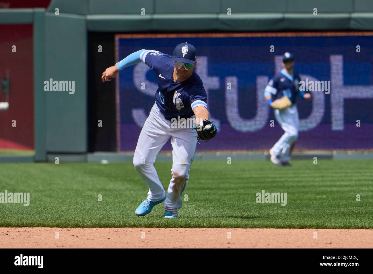 May 1 2022: Kansas City second baseman Whit Merrifield (15) makes a ...