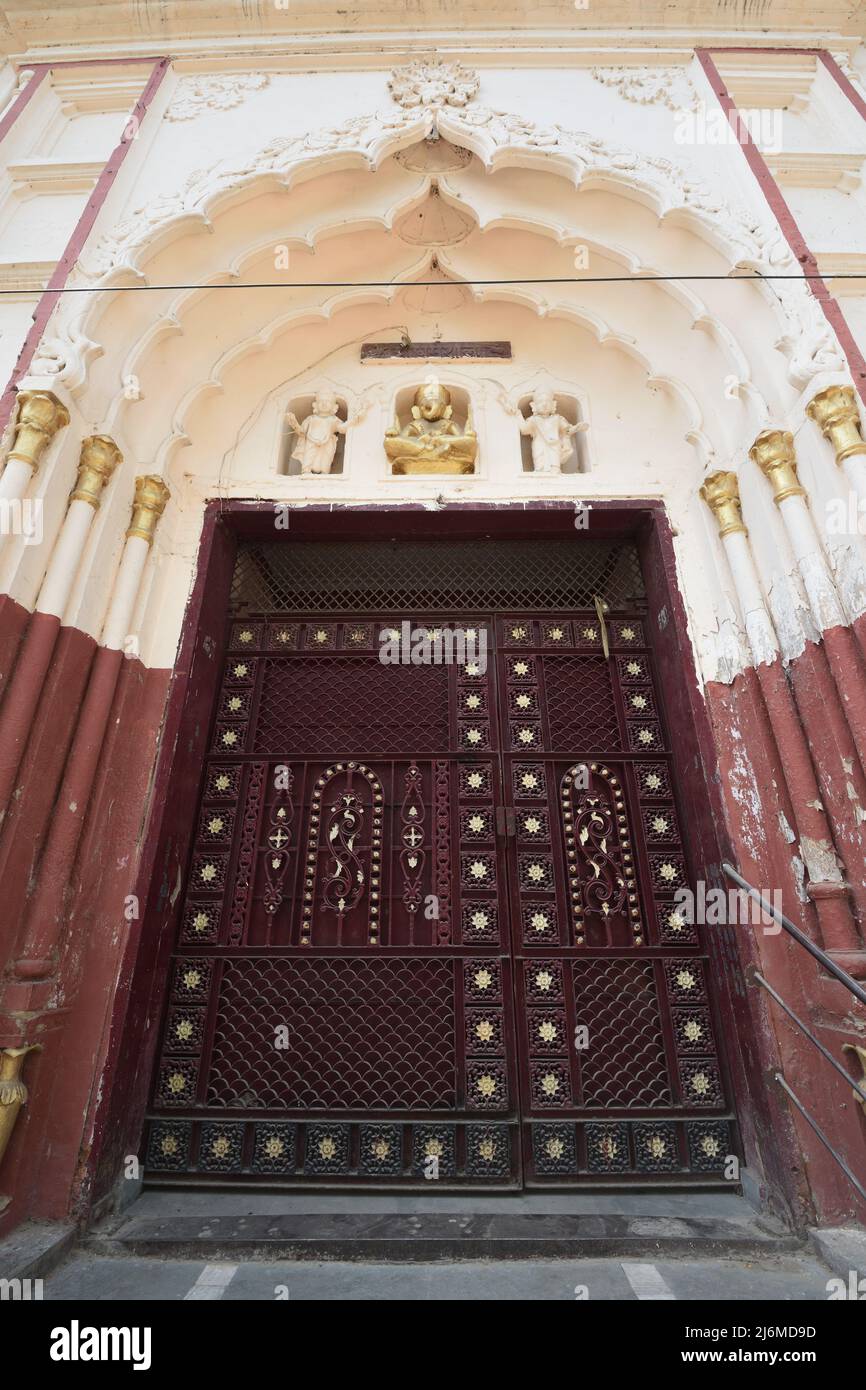 Decorative main gate of Lalagokulprasad dharmashala. This dharmashala ...