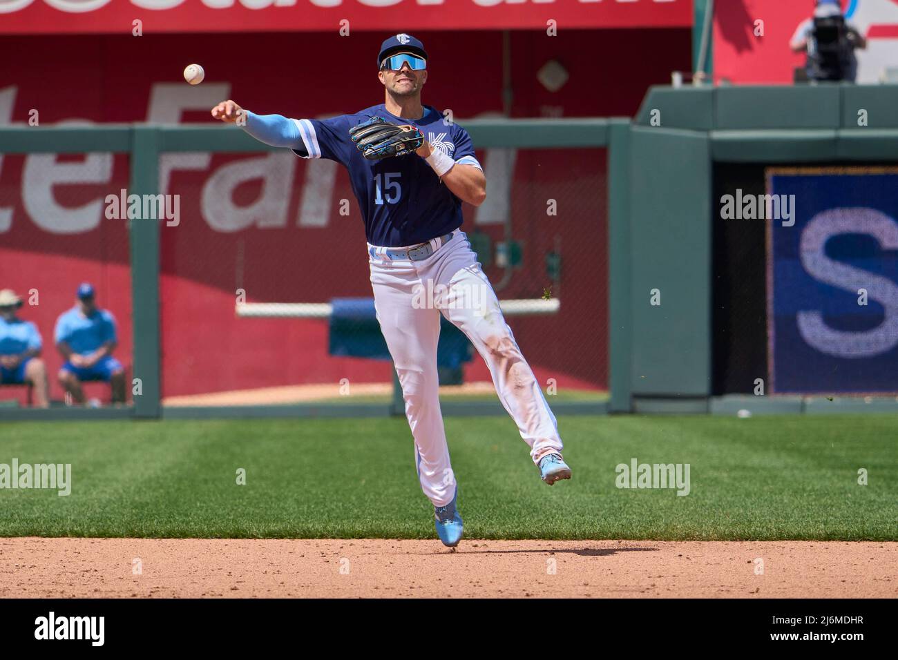 May 1 2022: Kansas City second baseman Whit Merrifield (15) makes a ...