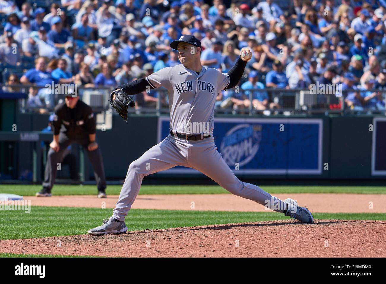 May 1 2022: New York pitcher Lucas Luetge (63) throws a pitch during ...