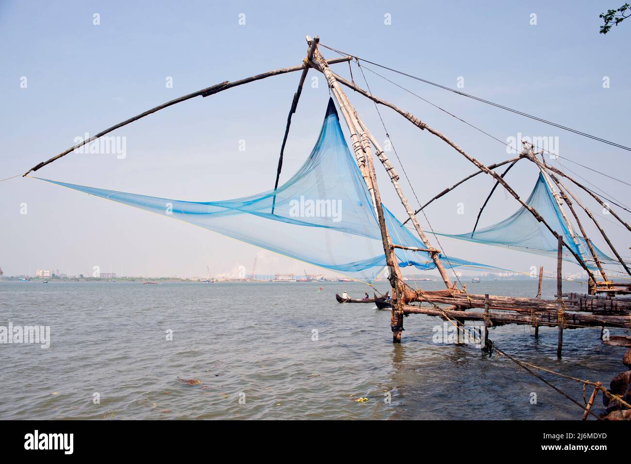 Chinese Fishing Nets in Kochi state Kerala India 02 04 2010 Stock Photo ...