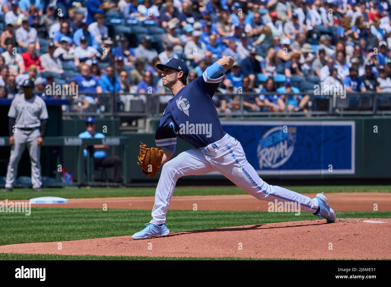May 1 2022: Kansas pitcher Daniel Lynch (52) throws a pitch during the ...
