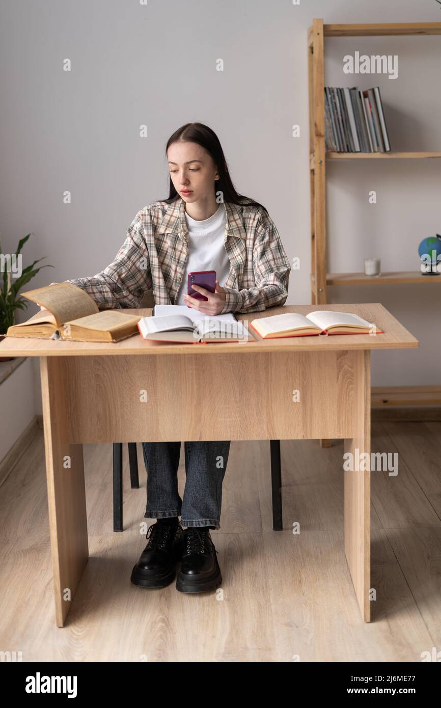 distance education, college student studying remotely using modern ...