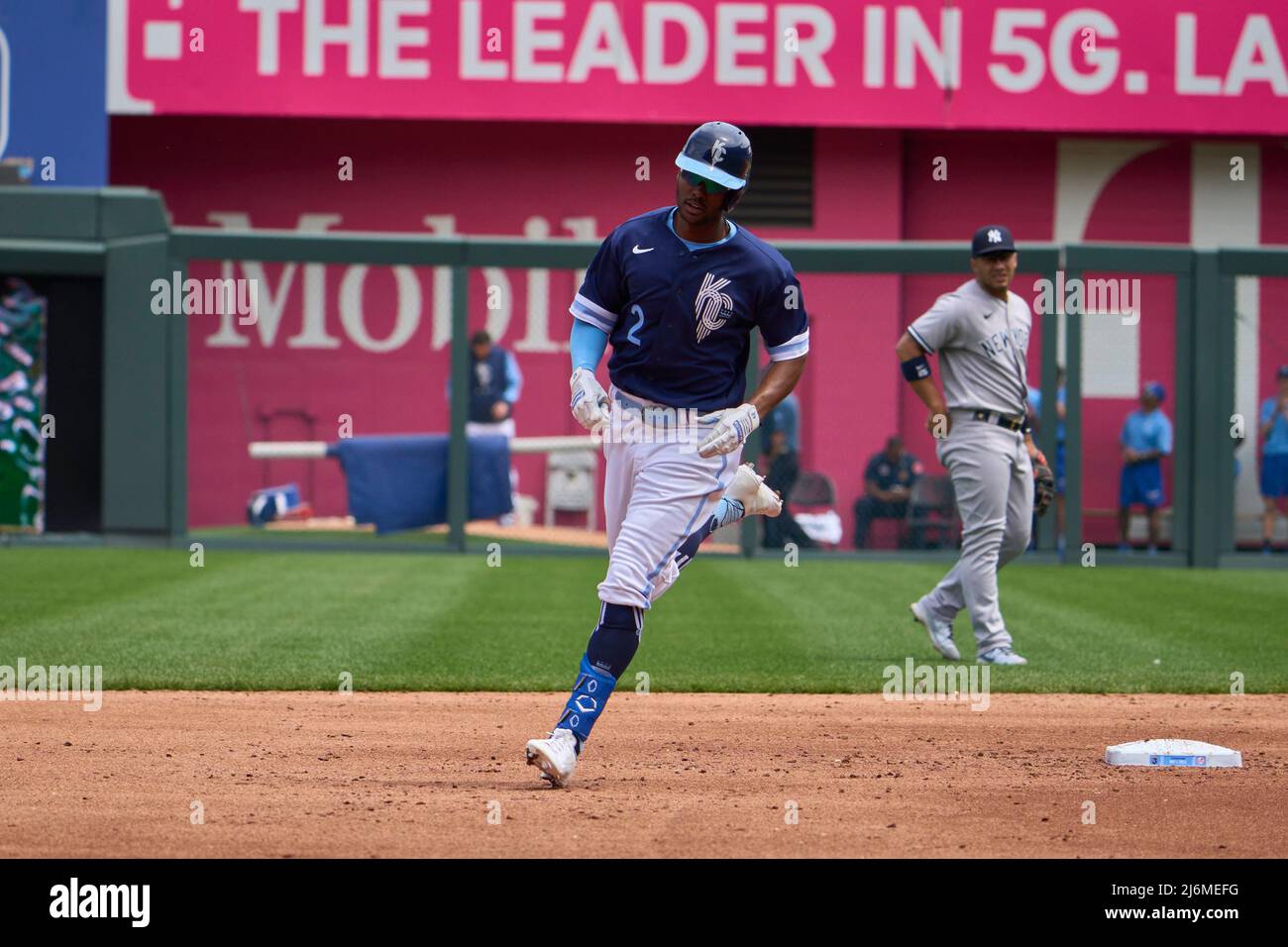 May 1 2022: Kansas City center fielder Michael A. Taylor (2) hits a ...