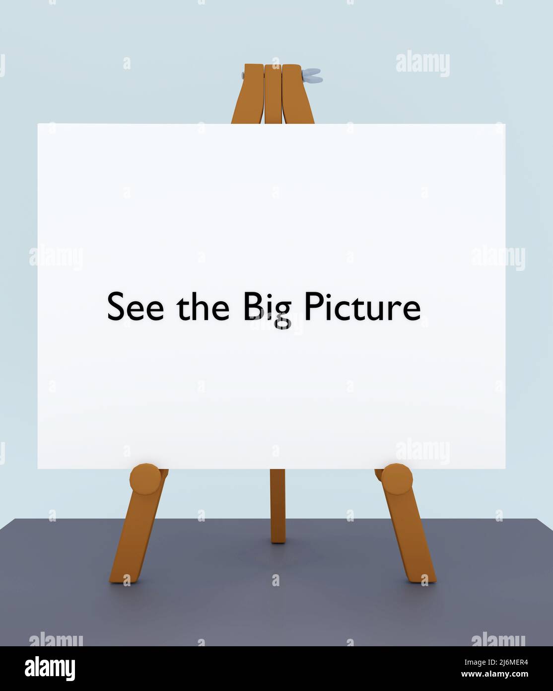 3D illustration of See the Big Picture statement on a tripod board ...
