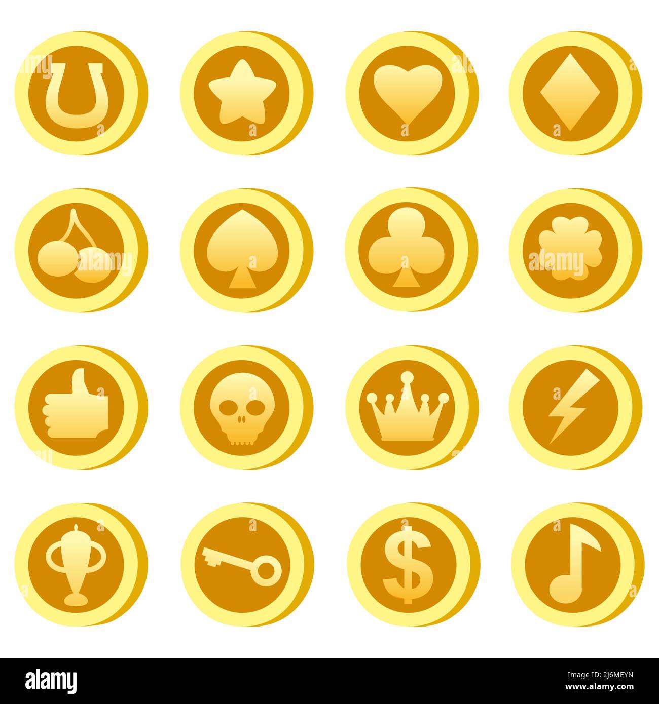 Set of Casino Slot Machine Icons, shape. Game Gambling symbols, objects ...