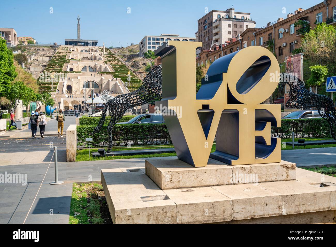 Yerevan, Armenia - April 30, 2022 - Letter LOVE art statue in front of ...