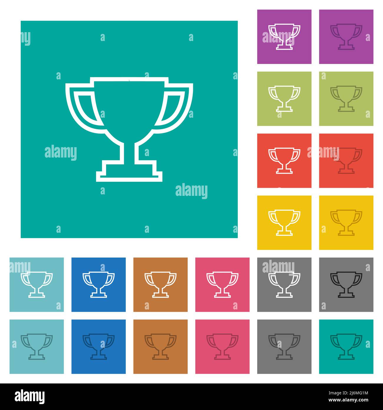 Trophy cup outline multi colored flat icons on plain square backgrounds ...