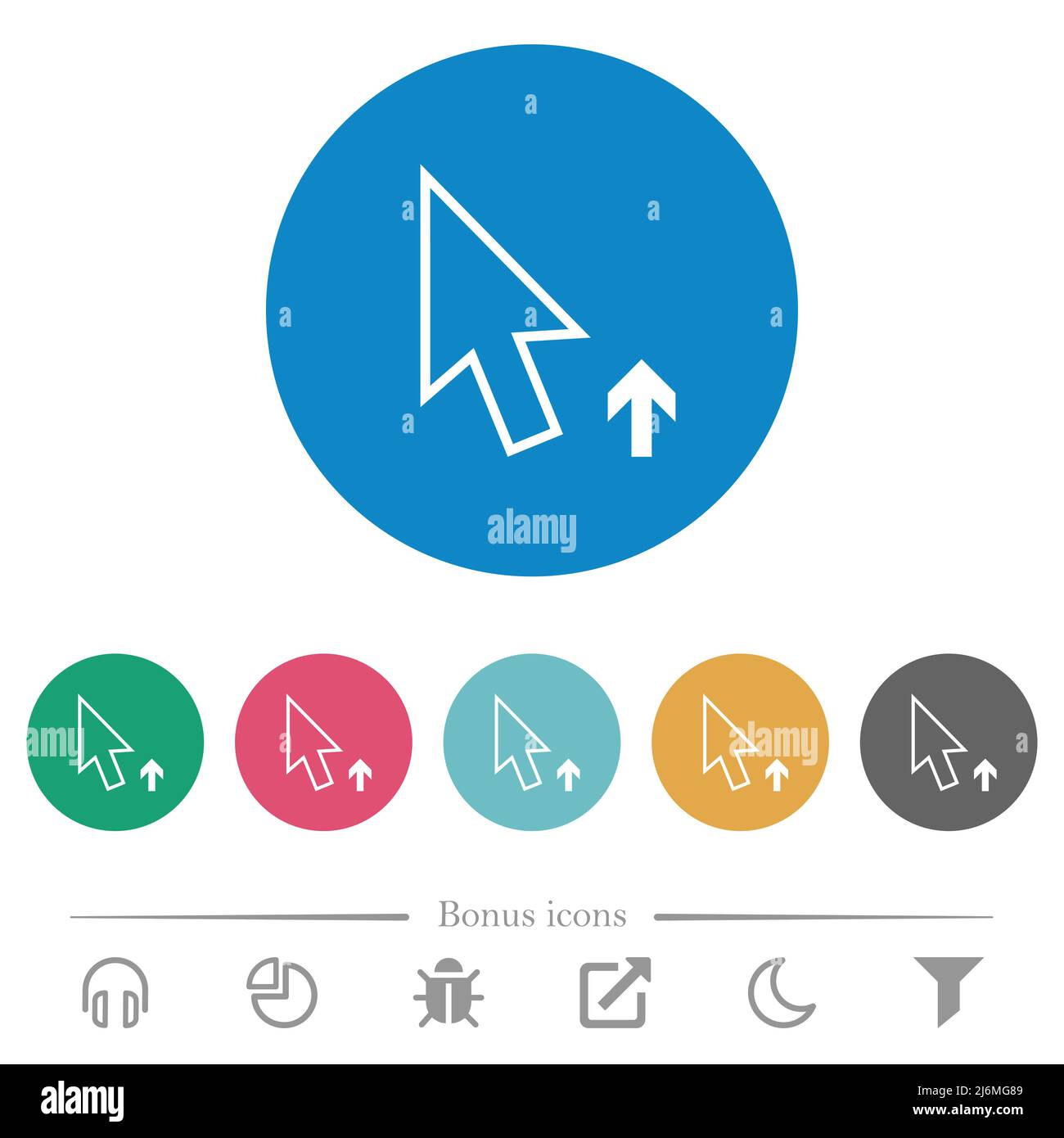 Arrow cursor up outline flat white icons on round color backgrounds. 6 ...