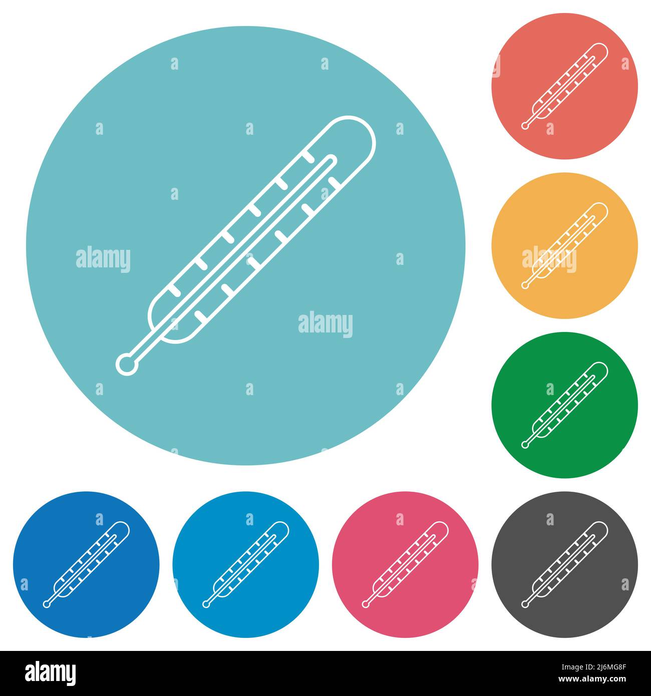 Digital thermometer outline flat white icons on round color backgrounds ...