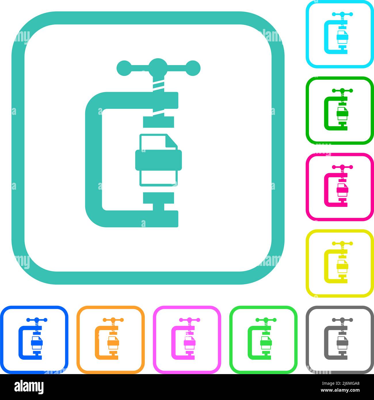 File compression solid vivid colored flat icons in curved borders on ...