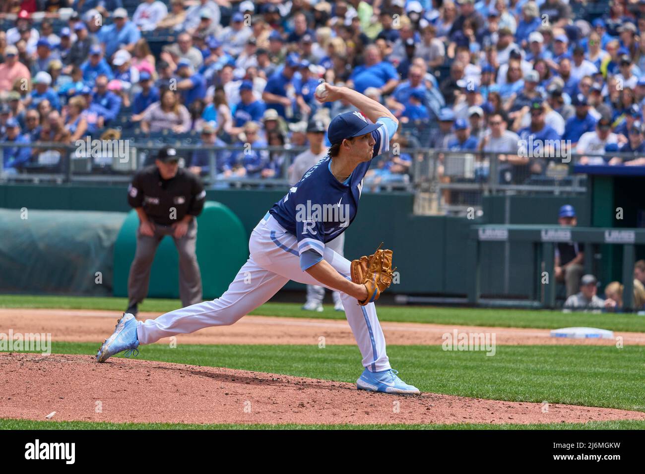 May 1 2022: Kansas pitcher Daniel Lynch (52) throws a pitch during the ...