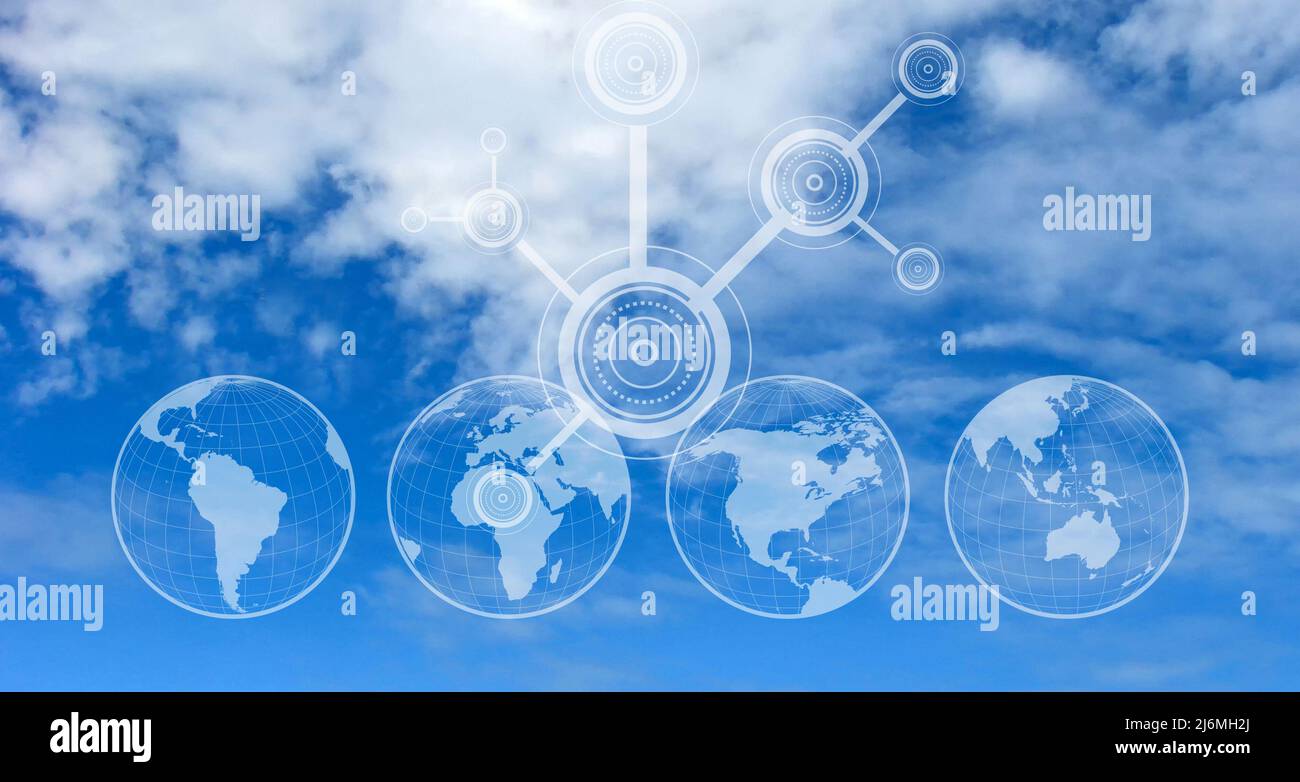 Cloud Computing Network Concept Data Protection Global Cyber Space Network Security Concept