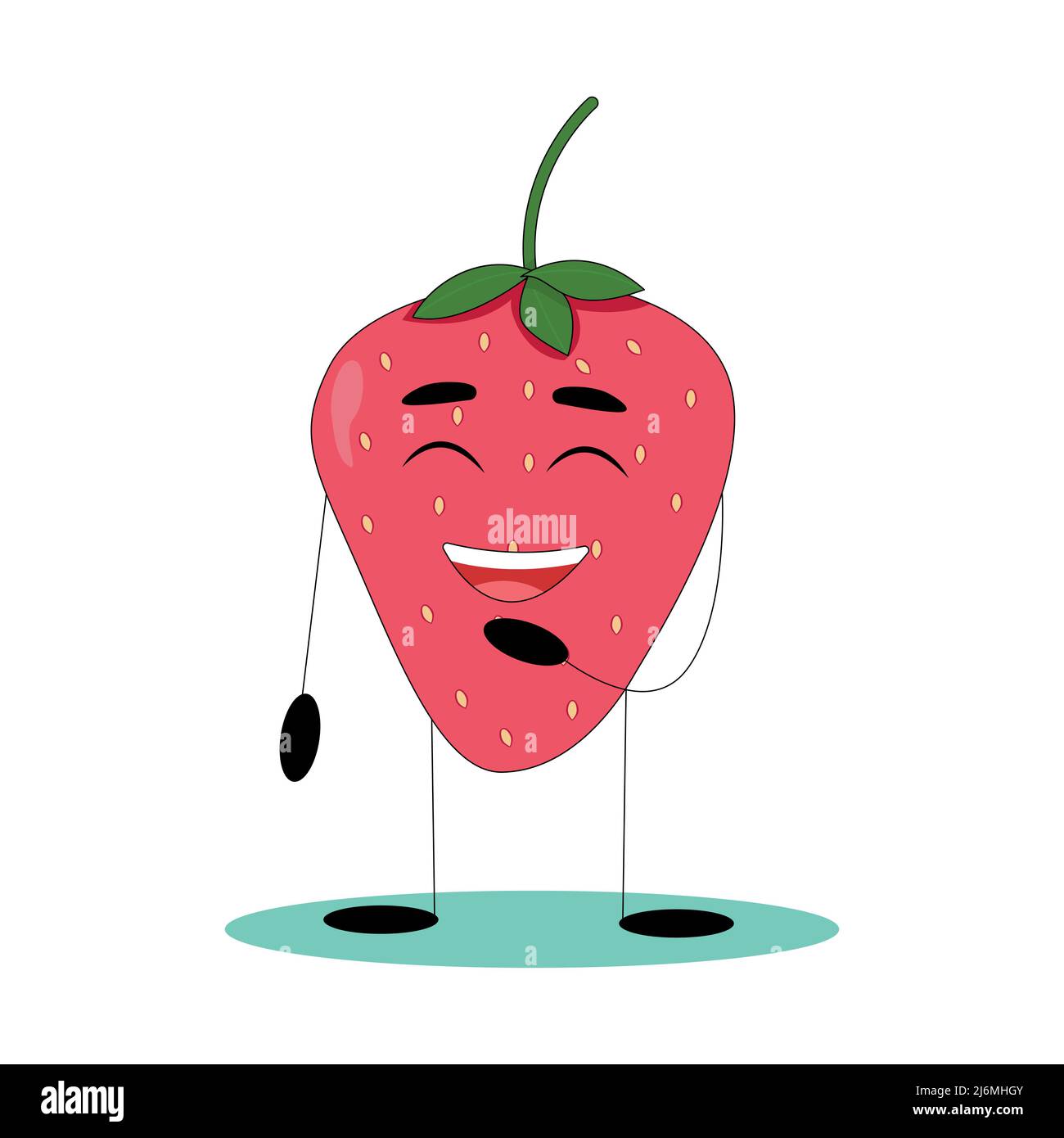 Funny strawberry. Strawberry with funny face. Flat vector illustration ...