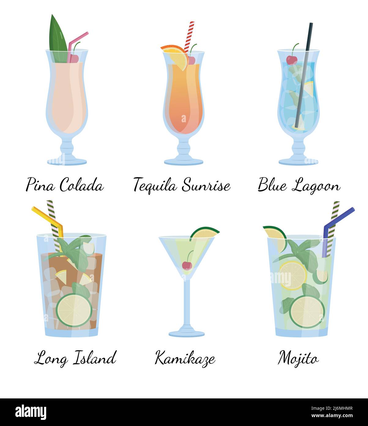 Alcohol drinks and cocktails. Flat vector illustration Stock Vector ...