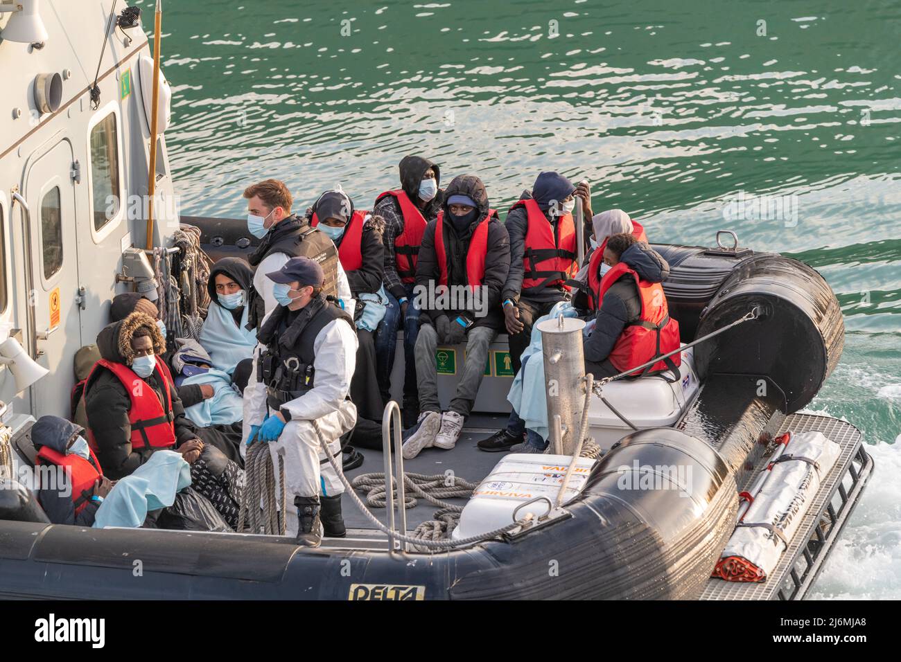 Processing migrants who have crossed the english channel hi-res stock ...
