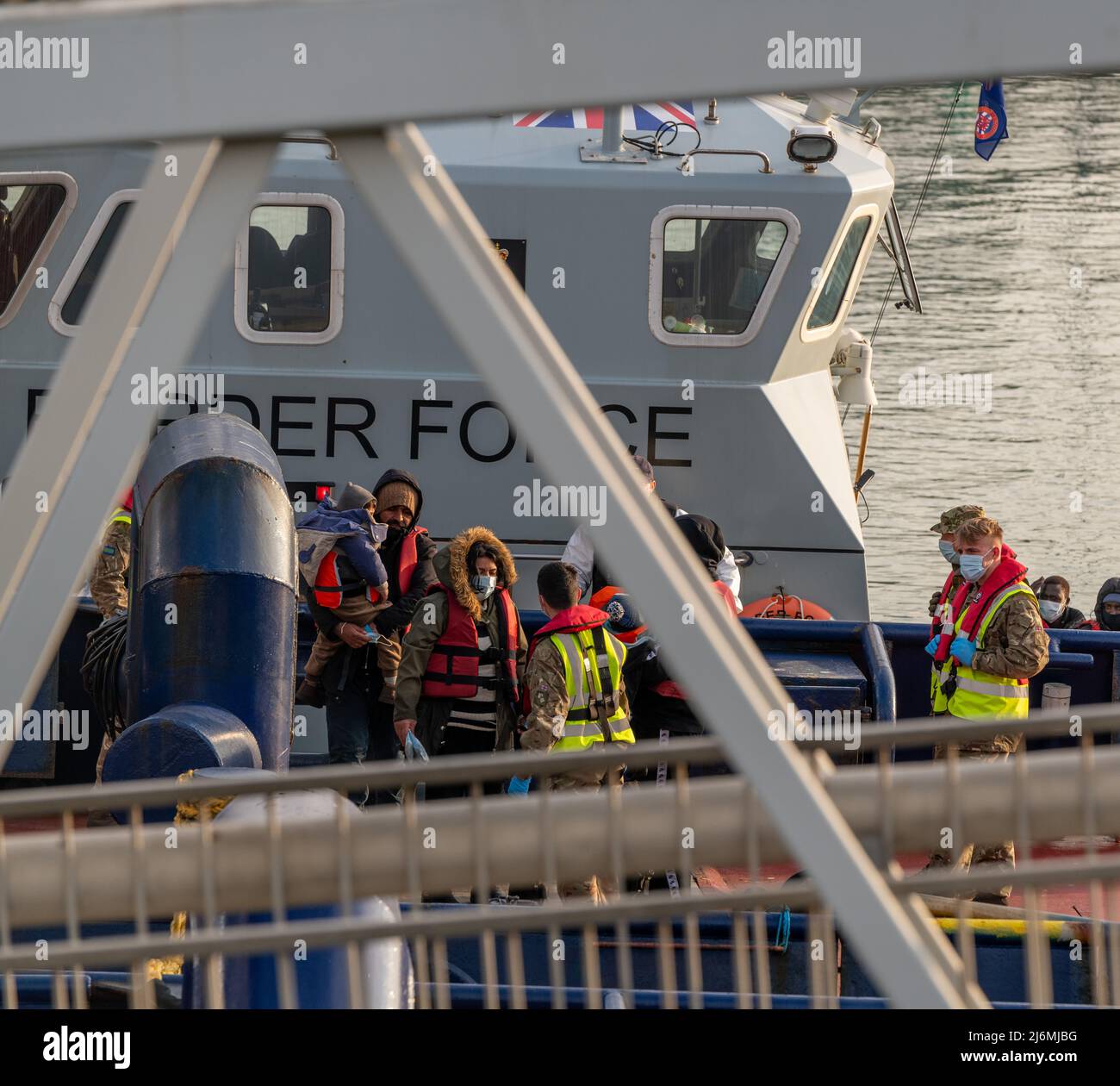 Processing migrants who have crossed the english channel hi-res stock ...