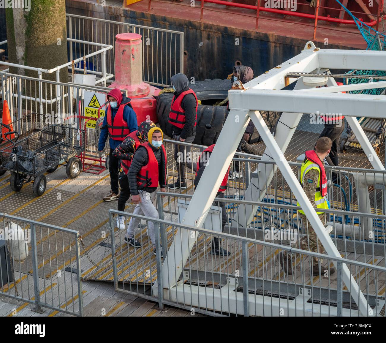 Processing migrants who have crossed the english channel hi-res stock ...