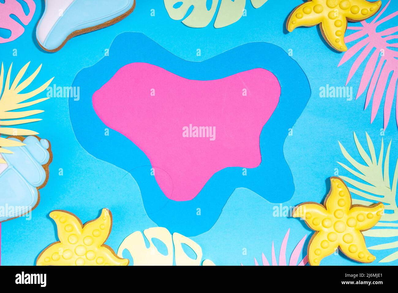 Summer trendy colorful background. Paper art minimal background with ...